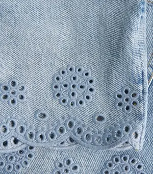 FRAME Long Hang Eyelet Denim Shorts