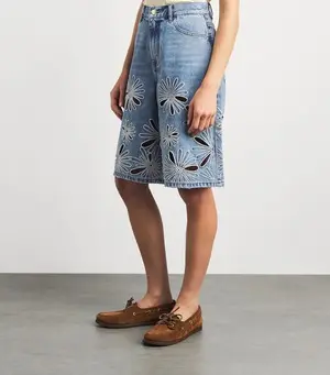 Sandro Embroidered Denim Shorts