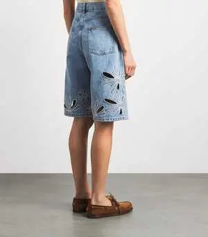 Sandro Embroidered Denim Shorts