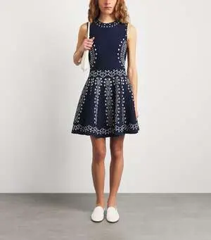 Sandro Embroidered Knitted Mini Dress