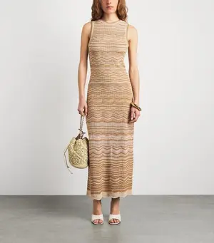 Sandro Knitted Sleeveless Midi Dress - Brown