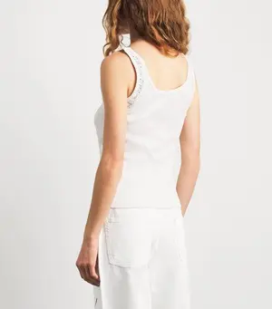 Sandro Cotton Lace-trimmed Slim Tank Top - Beige