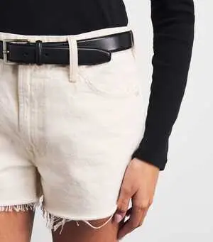 MOTHER Dodger Frayed Denim Shorts - White