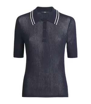 7 For All Mankind Crochet Polo Shirt - Navy