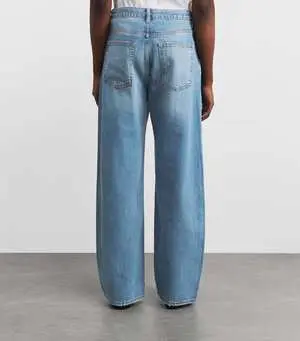 FRAME The Bow High-rise Barrel-leg Jeans - Blue