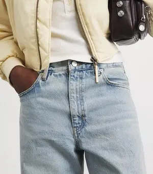 FRAME The Bow High-rise Barrel-leg Jeans - Blue