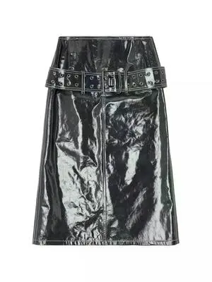 DIESEL® Patent Leather Belted Midi Skirt