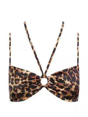 MAISON CLOSE Leopard Print Ring Detail Bikini - Brown