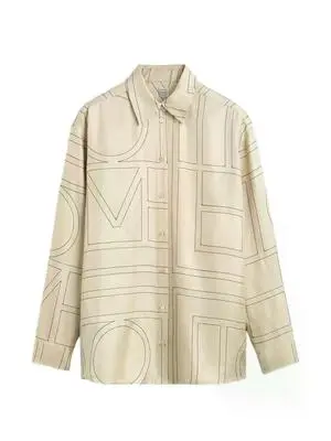 TOTEME TOTEME Monogram-Print Silk Shirt Neutrals