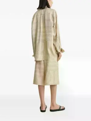 TOTEME Monogram-print Silk Shirt - Neutrals