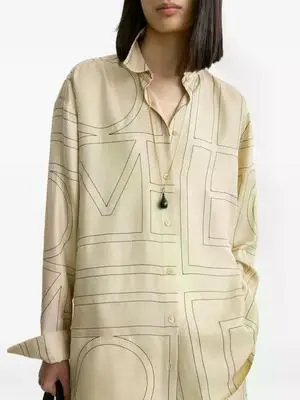 TOTEME Monogram-print Silk Shirt - Neutrals