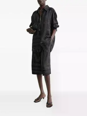 TOTEME Monogram-embroidered Silk Shirt - Black