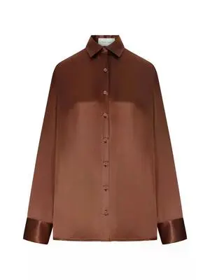 THE NINA STUDIO Back-opening Silk Shirt - Brown