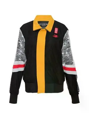 DRY CLEAN ONLY Lace-panelled Varsity Jacket - Black