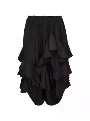 Comme Des Garçons Ruffled Detail Trousers - Black