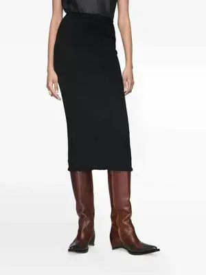 MAISON MARGIELA Twisted Hem Ribbed Knit Midi Skirt - Black