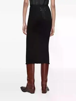 MAISON MARGIELA Twisted Hem Ribbed Knit Midi Skirt