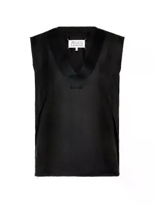 MAISON MARGIELA Bonded Creases Sleeveless V-neck Top - Black