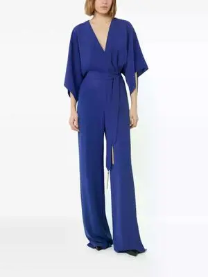 Max Mara V-neck Jumpsuit With Kimono Sleeves And Tassel Detail
