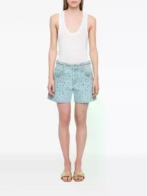Zadig&Voltaire Sadys Strass Embellished Denim Shorts
