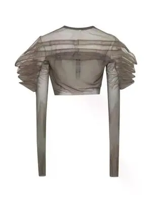 Rick Owens Sheer Ruffled Top - Brown
