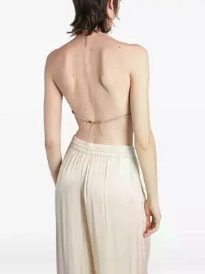HIBOURAMA Diamond Crystal-embellished Halterneck Top
