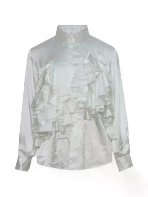 Comme Des Garçons Ruffled Satin-finish Shirt - White
