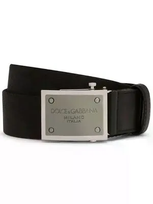 Dolce & Gabbana Logo Buckle Leather Belt - Black