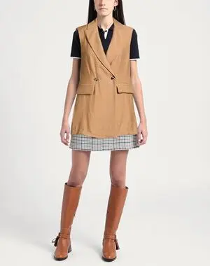 OLTRE Camel Double-breasted Sleeveless Blazer