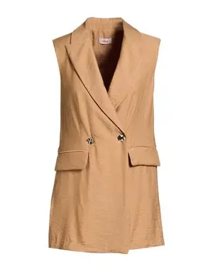 OLTRE Camel Double-breasted Sleeveless Blazer