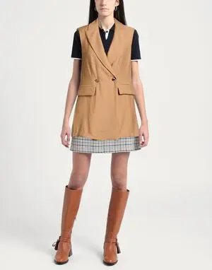 OLTRE Camel Double-breasted Sleeveless Blazer
