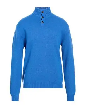 WOOL & CO WOOL & CO Mélange Buttoned Neckline Sweater Azure