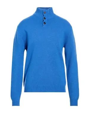 WOOL & CO Mélange Buttoned Neckline Sweater - Blue