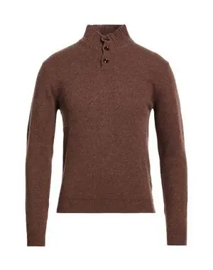WOOL & CO Mélange Buttoned Neckline Sweater - Brown