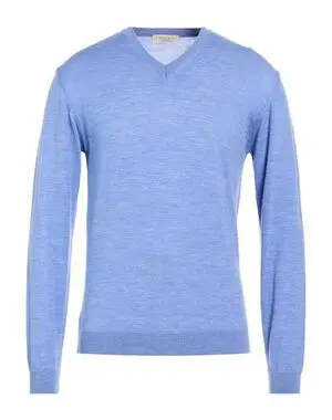 WOOL & CO Merino Wool V-neck Sweater - Light Blue
