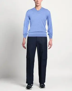 WOOL & CO Merino Wool V-neck Sweater - Light Blue