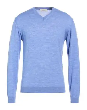 WOOL & CO Merino Wool V-neck Sweater - Light Blue