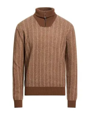 WOOL & CO Striped Half-zip Sweater