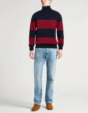 DANIELE FIESOLI Striped Merino Wool And Polyamide Half-zip Pullover