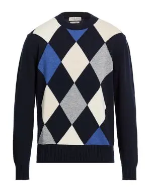 WOOL & CO Virgin Wool Geometric Print Crewneck Sweater