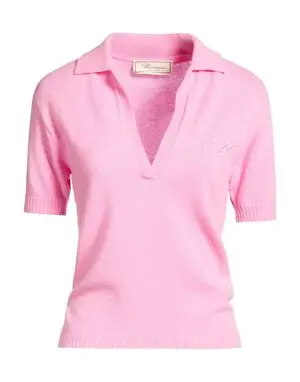 Blumarine Cashmere Camp Collar Sweater - Pink