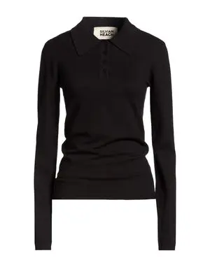 SILVIAN HEACH Long Sleeve Knit Polo - Black
