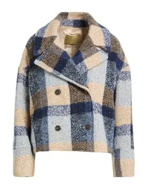 Momoni Double-breasted Checked Coat In Virgin Wool, Alpaca Wool, Mohair Wool, And Polyamide
