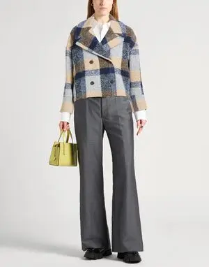 Momoni Double-breasted Checked Coat In Virgin Wool, Alpaca Wool, Mohair Wool, And Polyamide