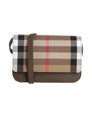 Burberry Calfskin And Cotton Cross-body Bag - Camel