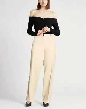 ALYSI Virgin Wool Straight Leg Pants - Beige