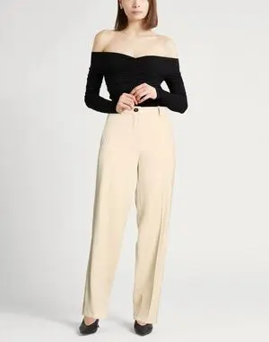 ALYSI Virgin Wool Straight Leg Pants - Beige