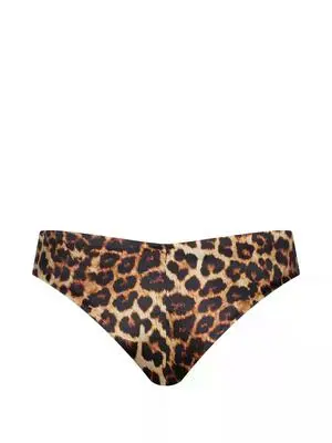 MAISON CLOSE Leopard Print Ring Detail Bikini Bottoms - Brown