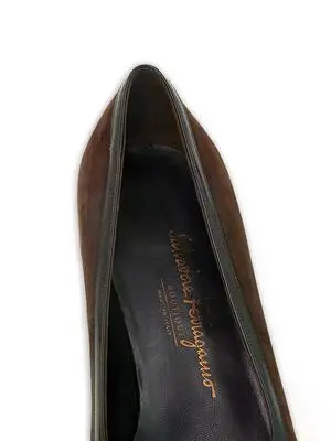 FERRAGAMO Suede Block Heel Pumps