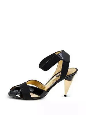 Dolce & Gabbana Patent Leather Ankle Strap Heeled Sandals